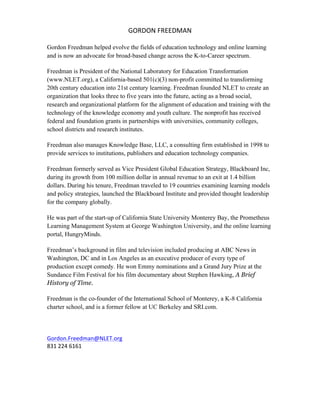 Gordon Freedman Short Bio | PDF