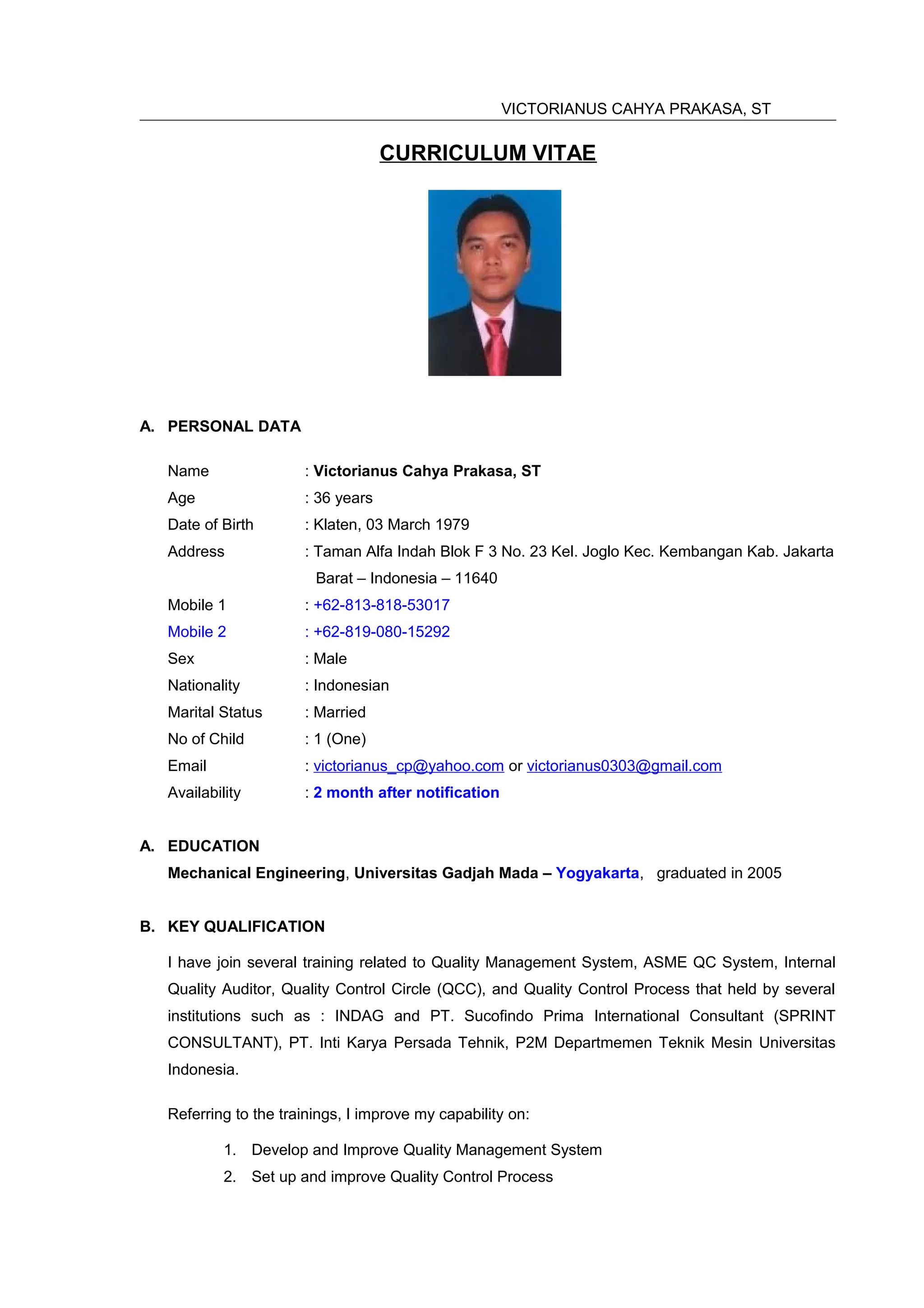 CV Victorianus Cahya Prakasa-Dec 2015 | DOC