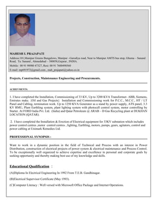 CV_Mahesh Prajapati | PDF