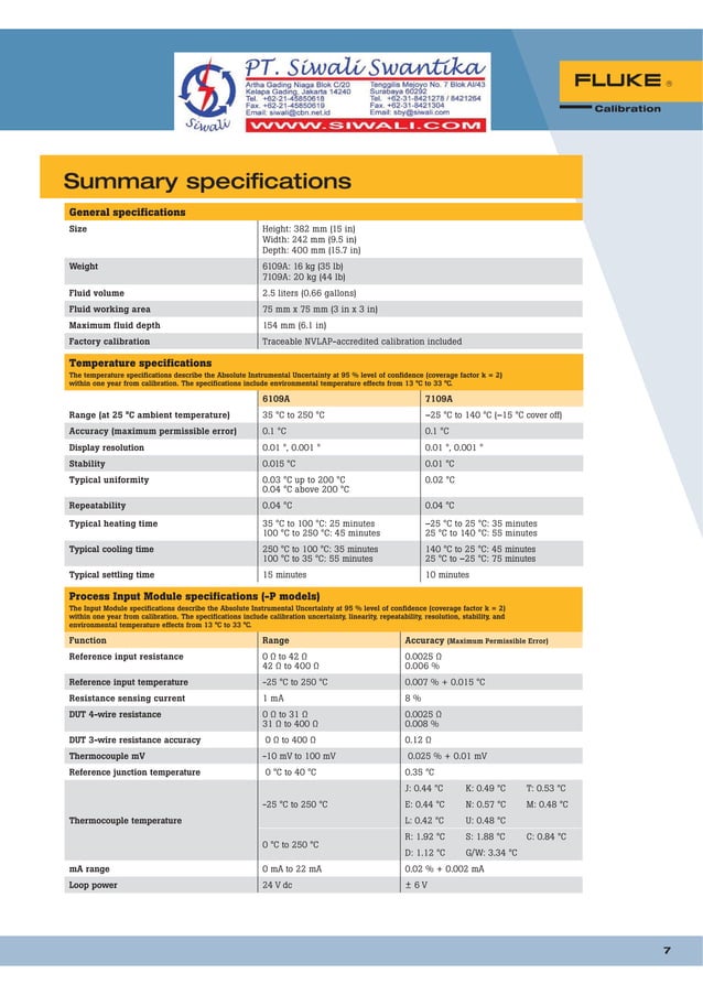 Brosur Fluke 6109A / 7109A Portable Calibration Baths | PDF