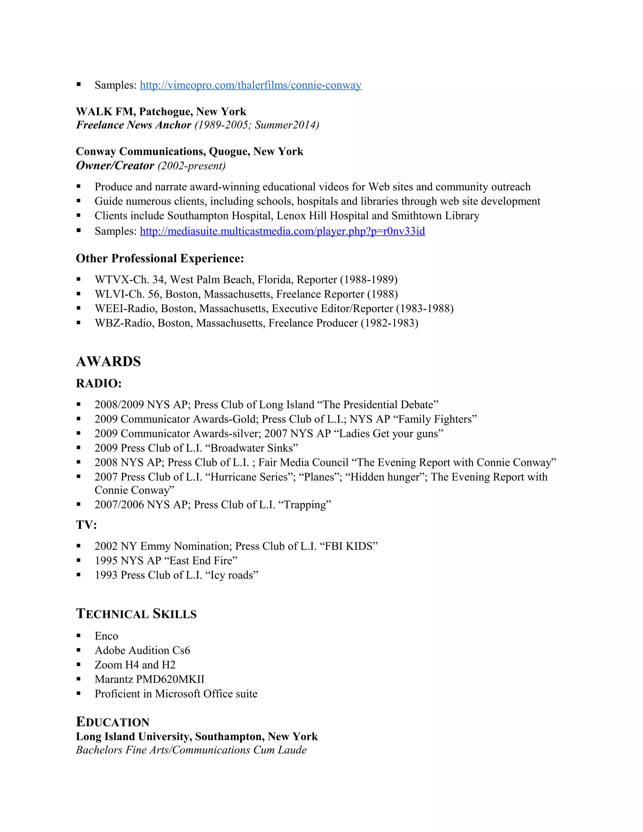 CONNIE CONWAY RESUME` | DOC