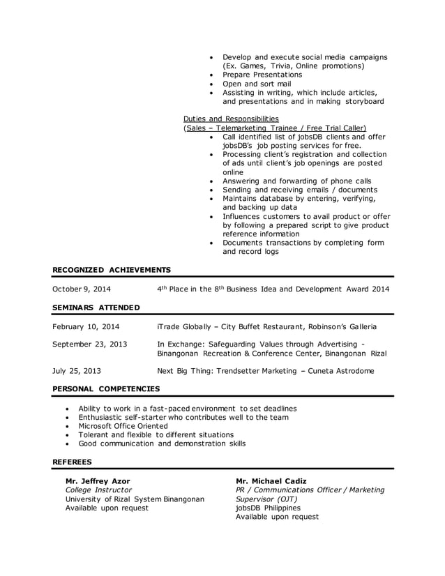 CV Updated Camille Fraginal | PDF