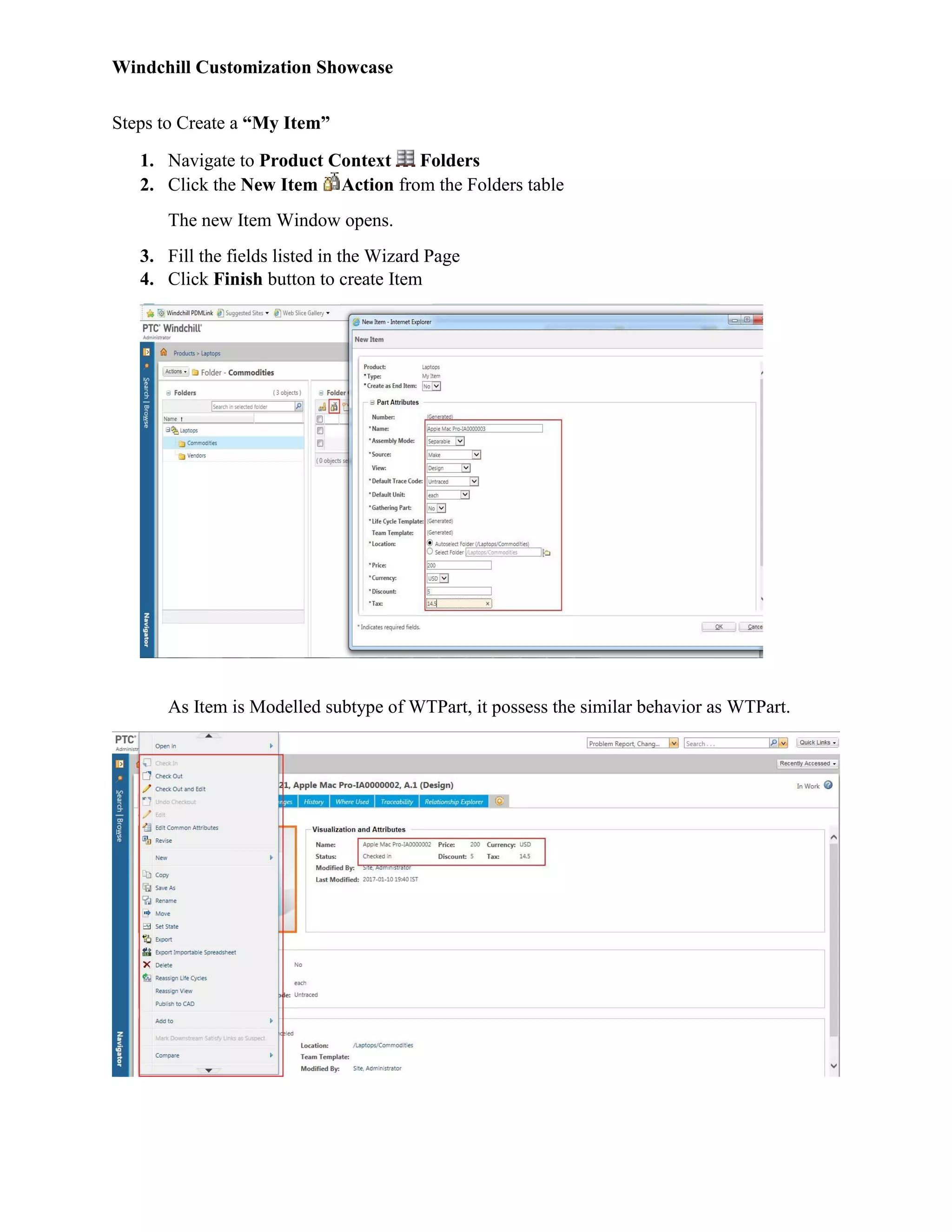 Modeled Subtype of WTPart "Item" | PDF