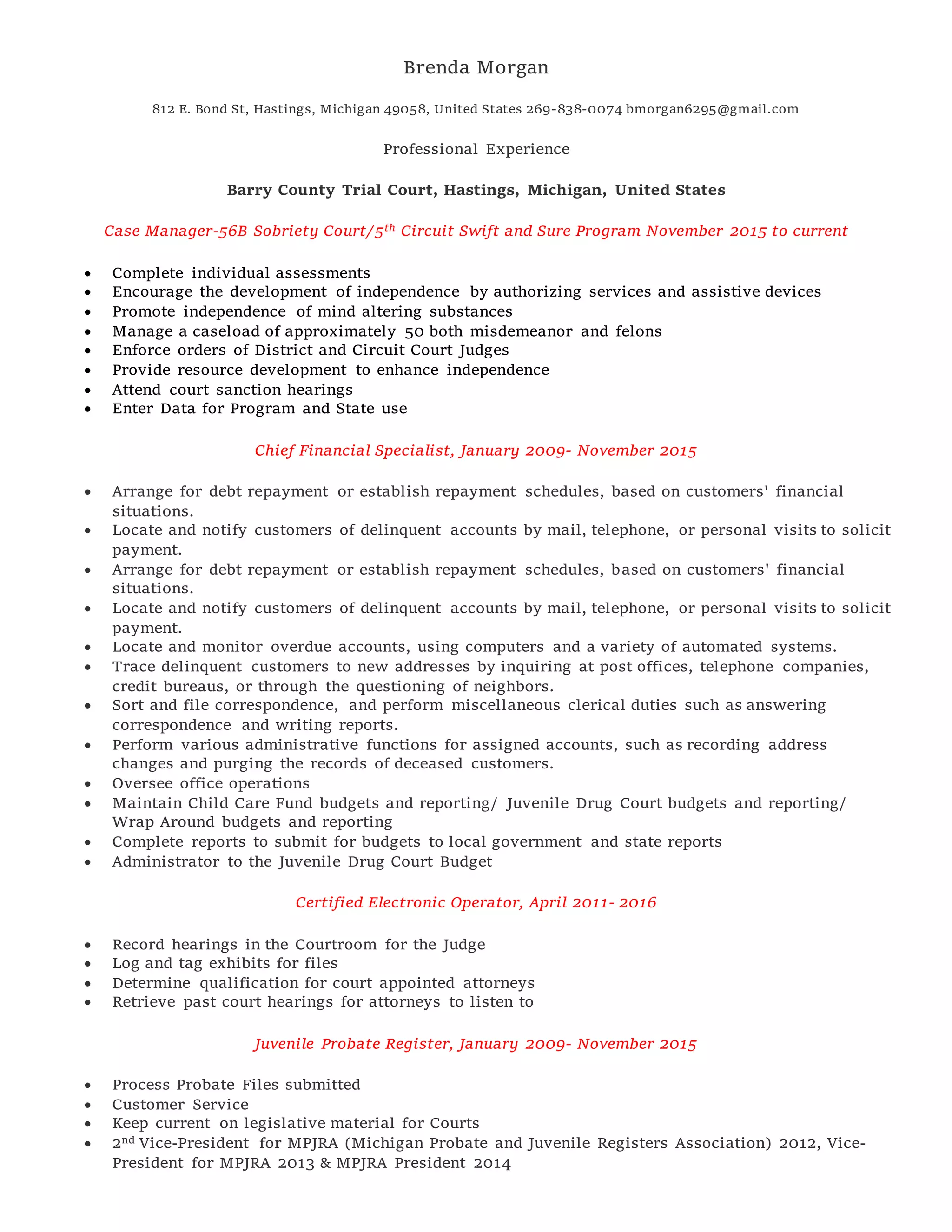 Brenda Morgan resume | DOCX