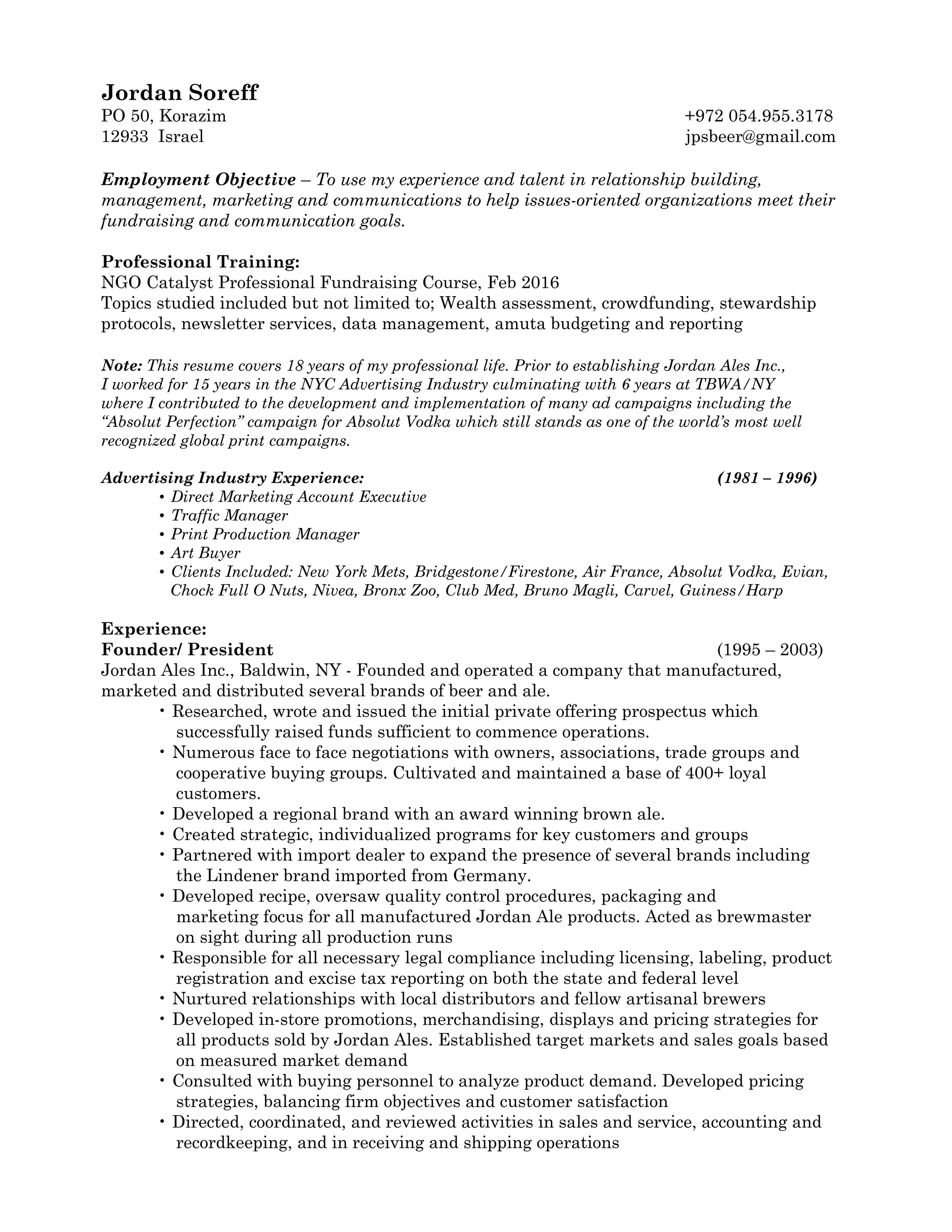 Jordan Soreff Resume NGO 2016 rev1 Robin Hood | PDF