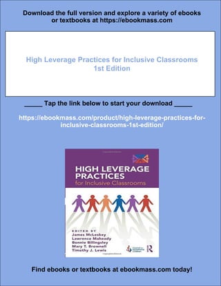 High Leverage Practices for Inclusive Classrooms 1st Edition | PDF