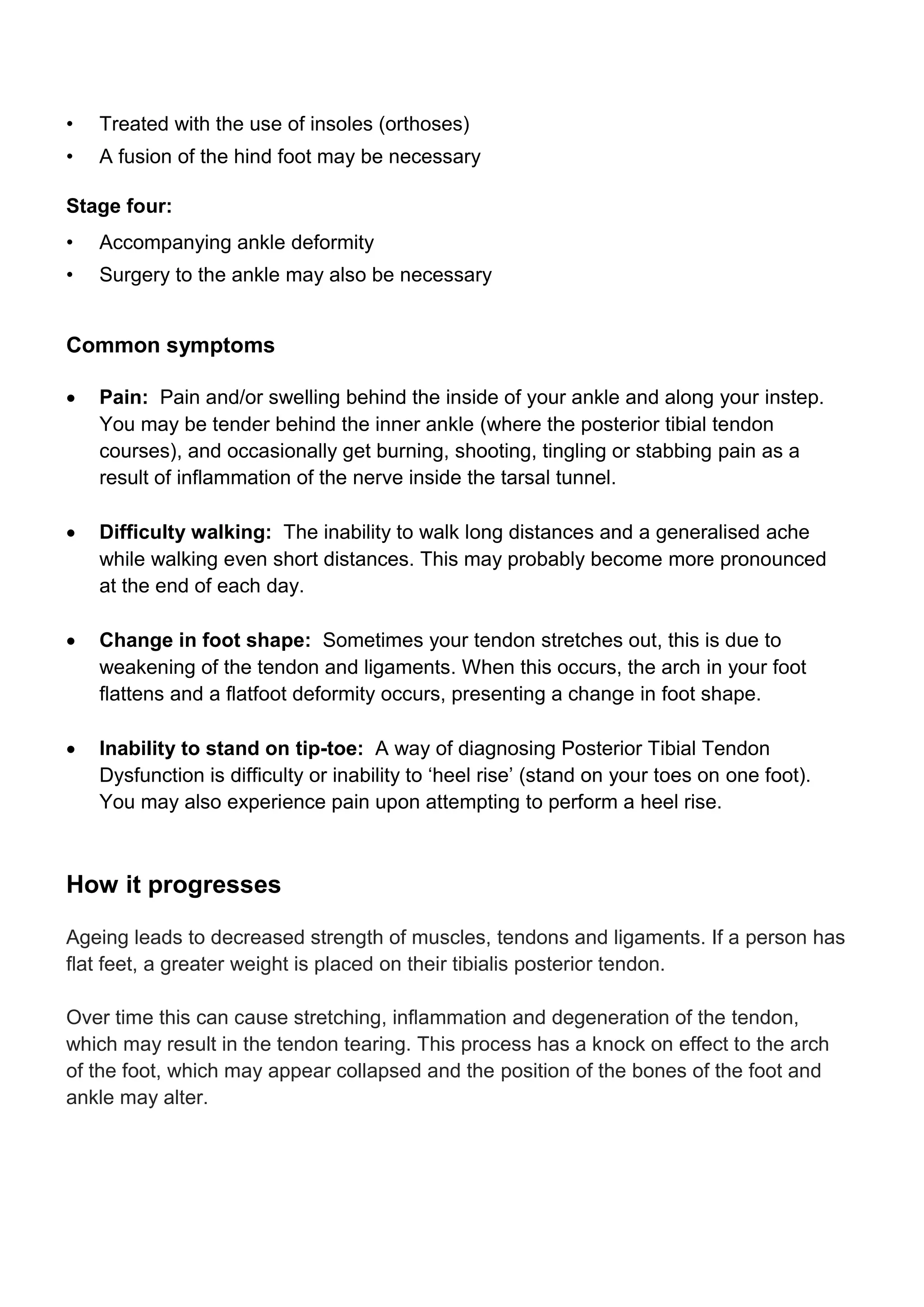 Tibialis Posterior Tendon Dysfunction | PDF