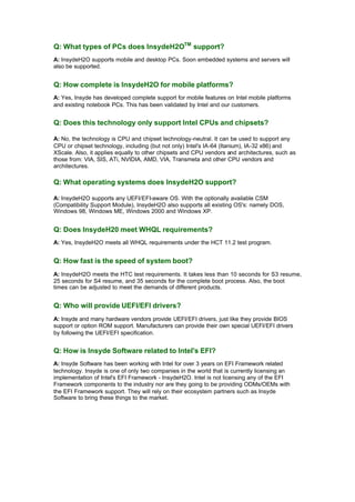 INSYDE H2O BIOS FAQ 2006 | PDF