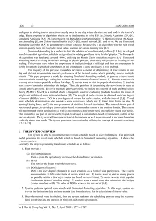 Travel route scheduling based on user’s preferences using simulated ...