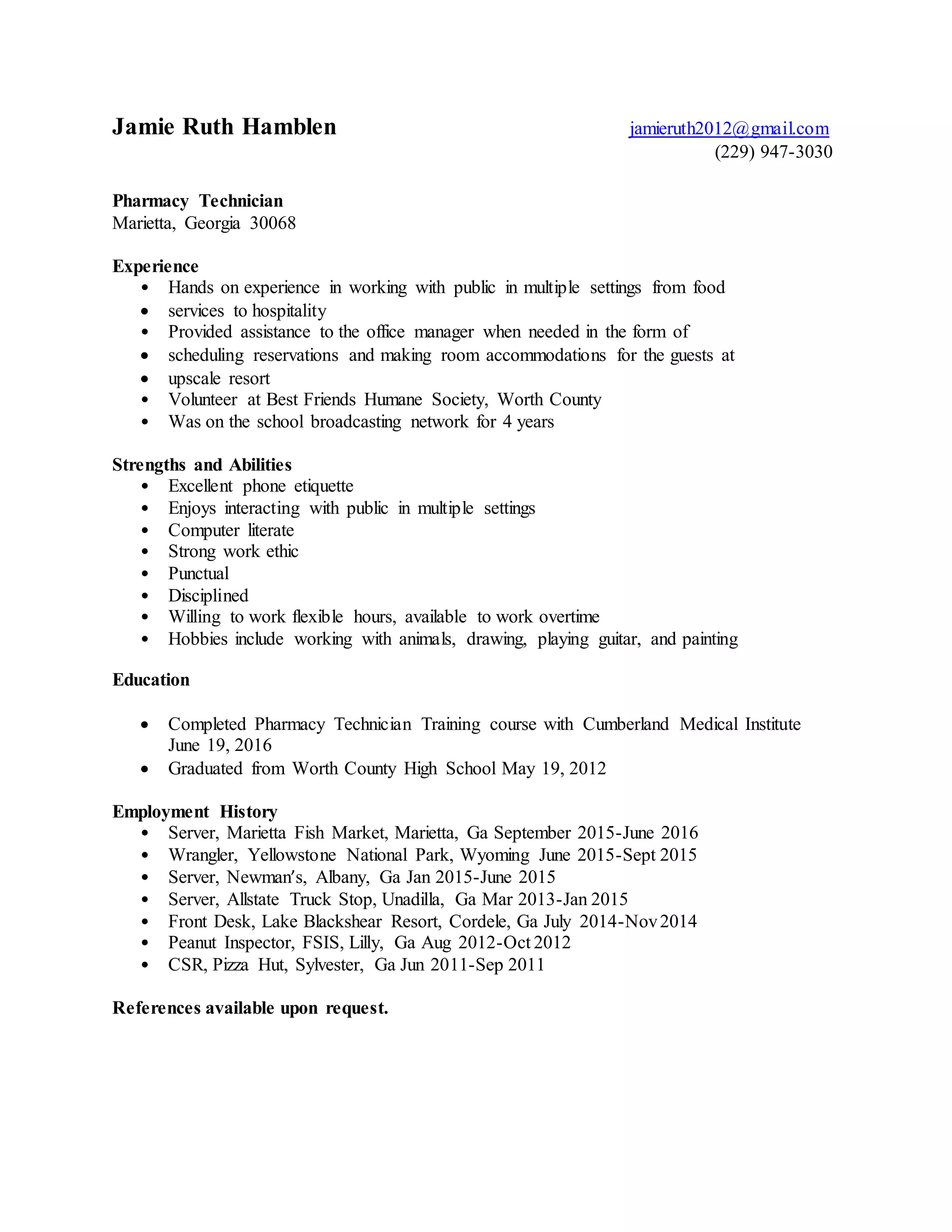 Jamie Hamblen's Resume | DOCX