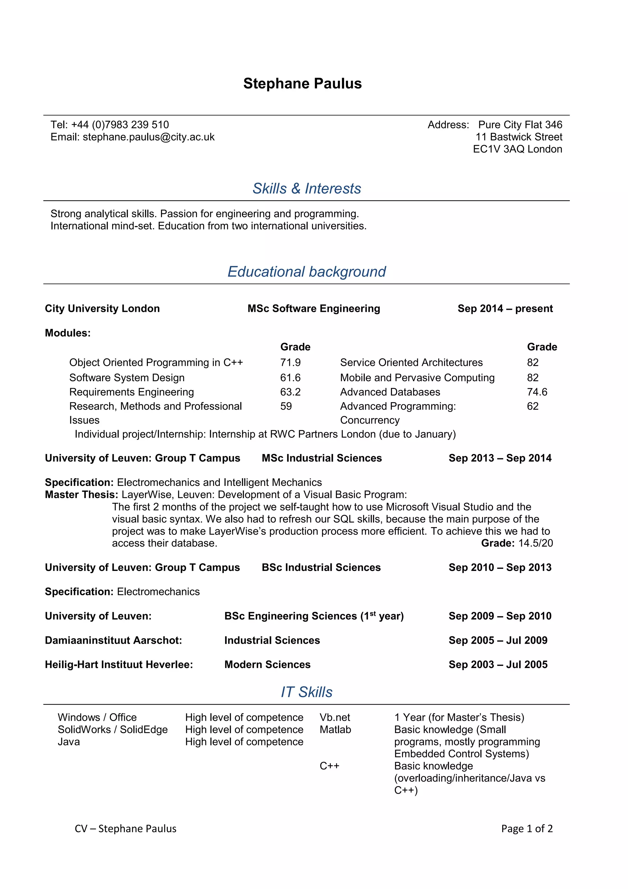 CV Stephane Paulus | PDF | Programming Languages | Computing