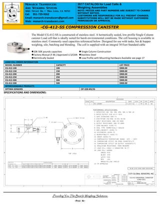 Monarch Transducers 2017 LOAD CELL CATALOG 01-01-17 (Autosaved) | PDF