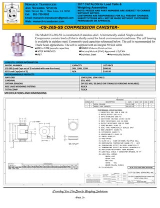 Monarch Transducers 2017 LOAD CELL CATALOG 01-01-17 (Autosaved) | PDF