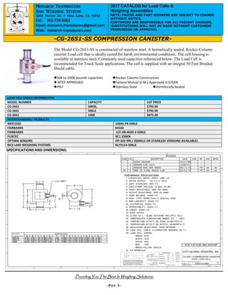 Monarch Transducers 2017 LOAD CELL CATALOG 01-01-17 (Autosaved) | PDF