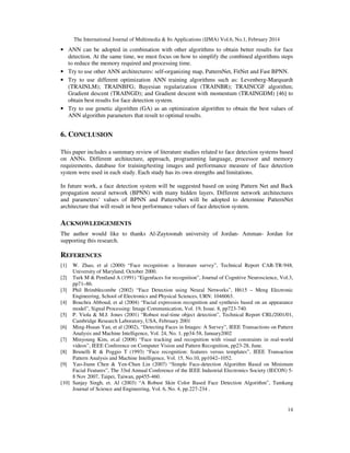 REVIEW OF FACE DETECTION SYSTEMS BASED ARTIFICIAL NEURAL NETWORKS ALGORITHMS | PDF