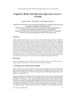 A Cognitive Radio And Dynamic Spectrum Access – A Study | PDF