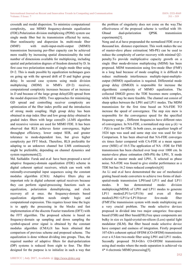 Simulation Of Few Mode Fiber Communication System Using Adaptive
