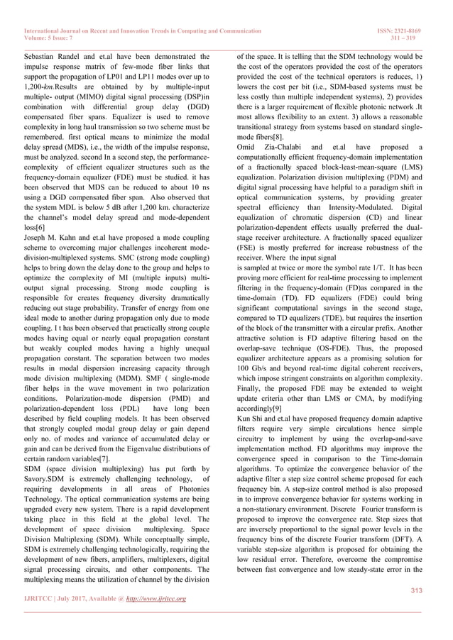 Simulation Of Few Mode Fiber Communication System Using Adaptive