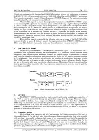 Field programmable gate array implementation of multiwavelet transform based orthogonal ...