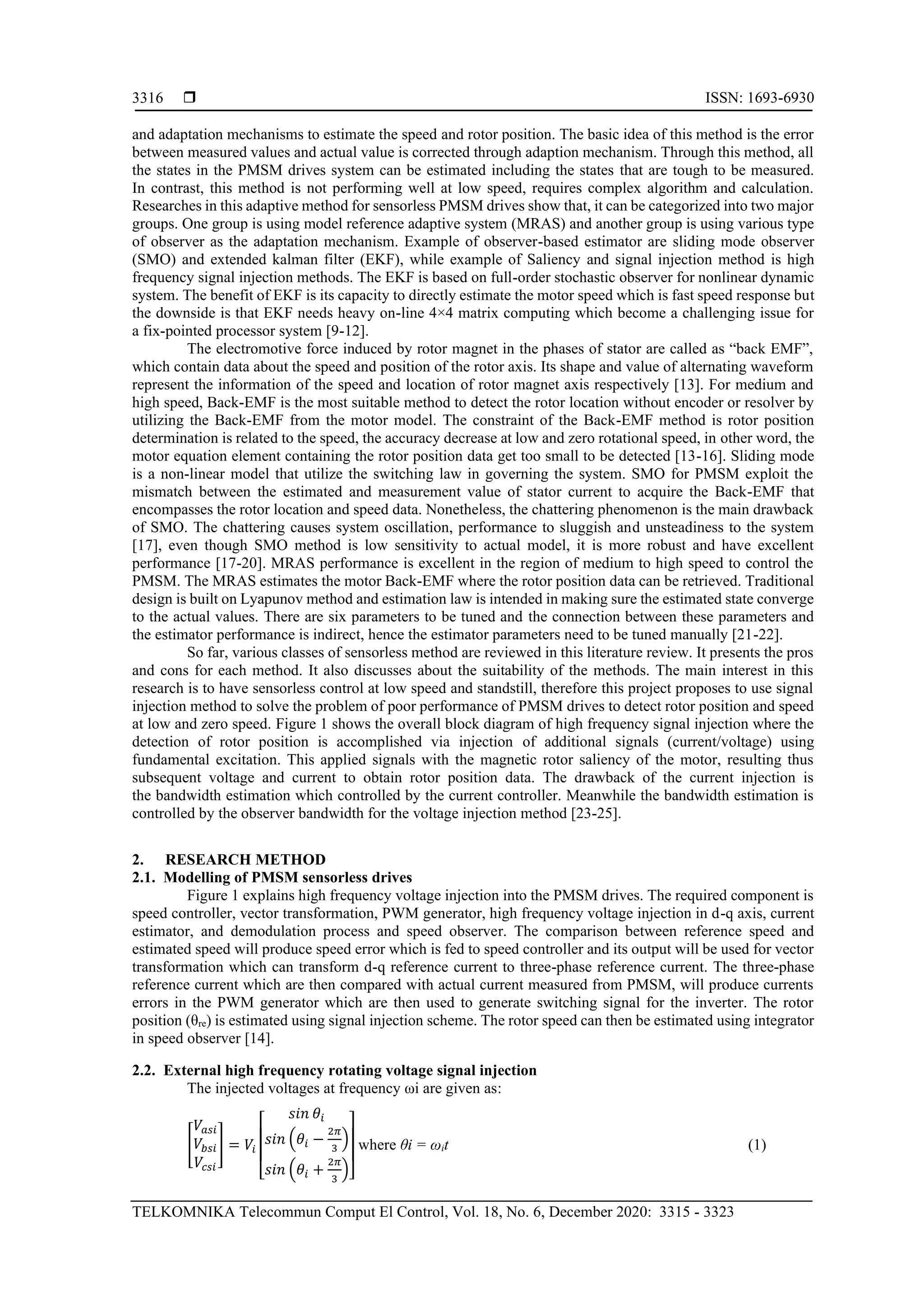 High frequency signal injection method for sensorless permanent magnet synchronous motor drives ...