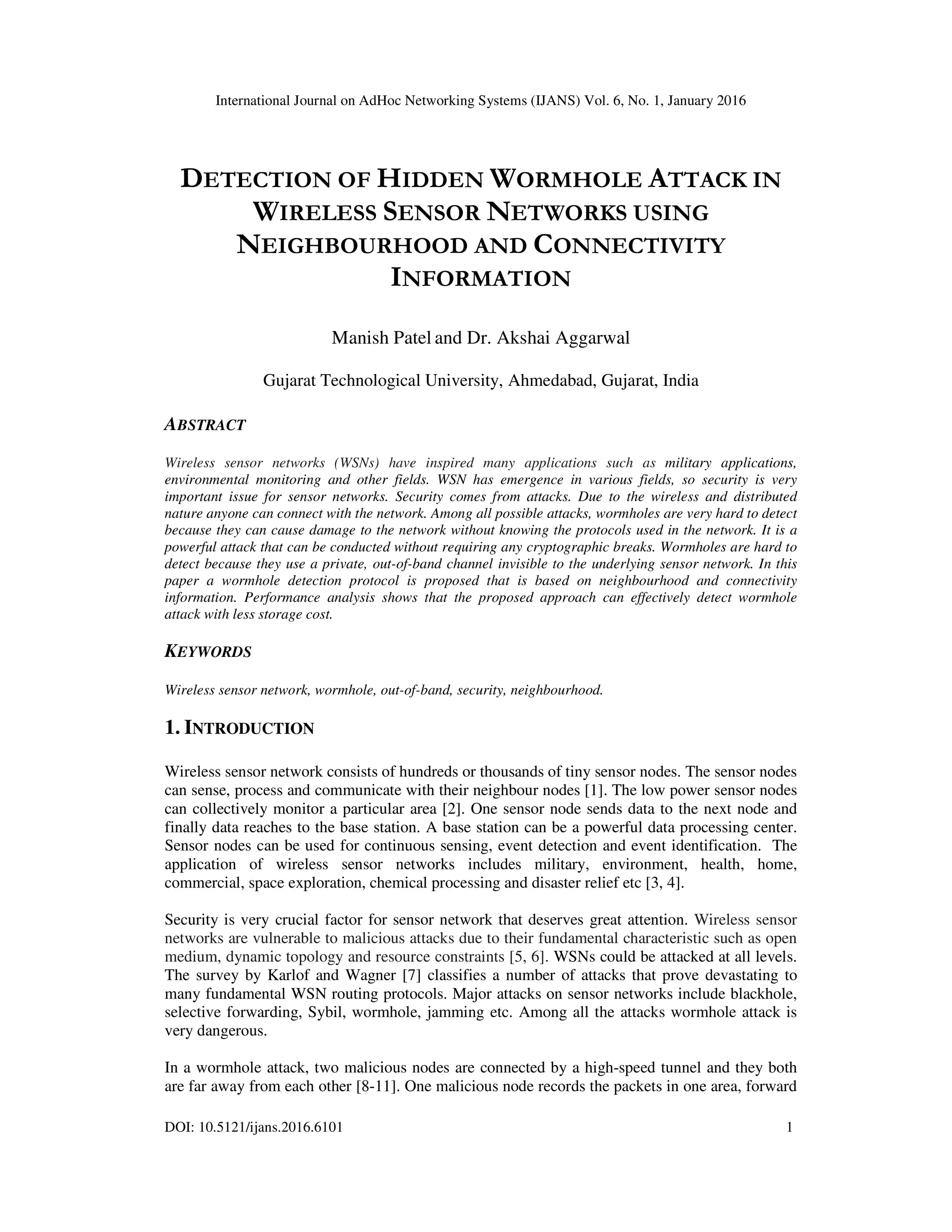 Detection of Hidden Wormhole Attack in Wireless Sensor Networks Using Neighbourhood and ...