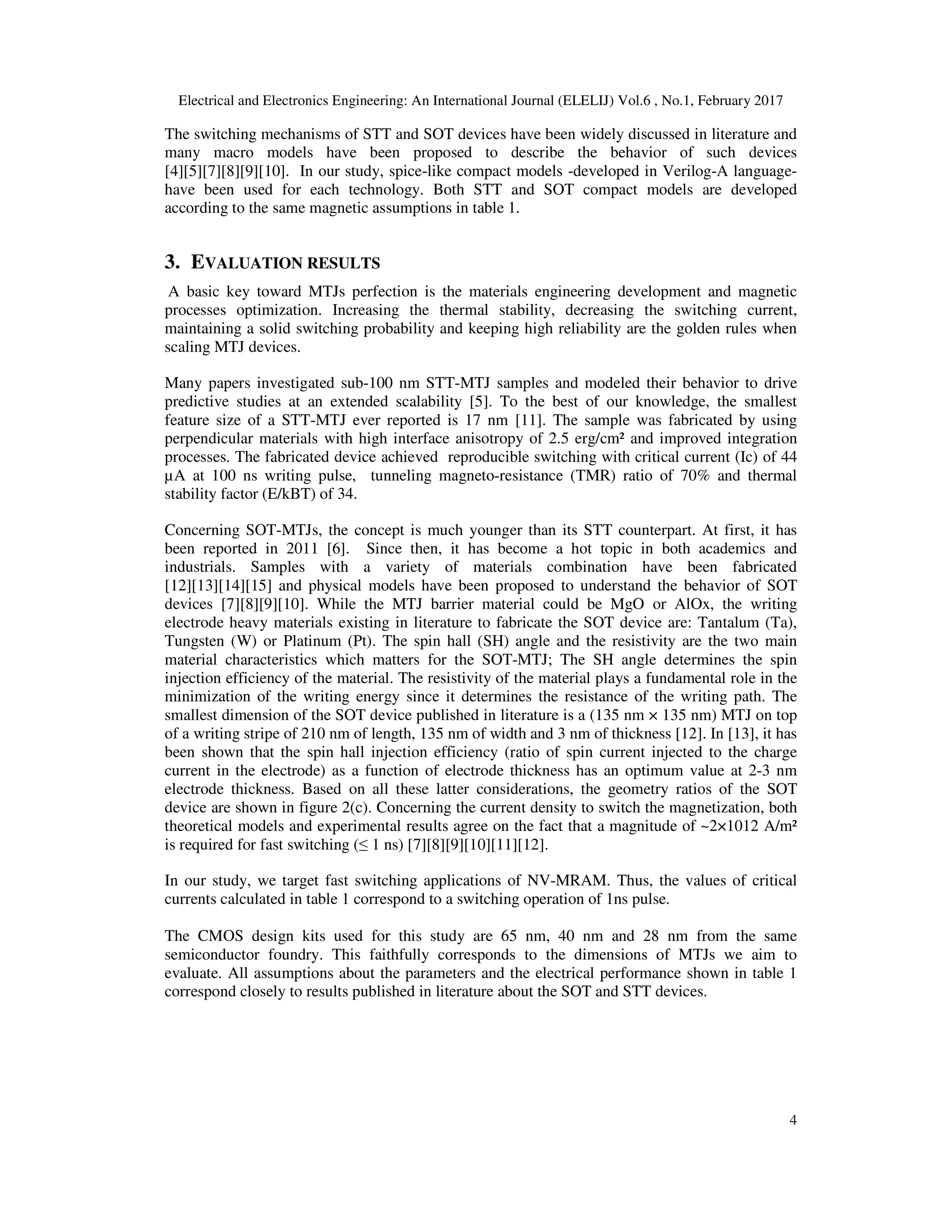 STUDY OF SPIN TRANSFER TORQUE (STT) AND SPIN ORBIT TORQUE (SOT ...