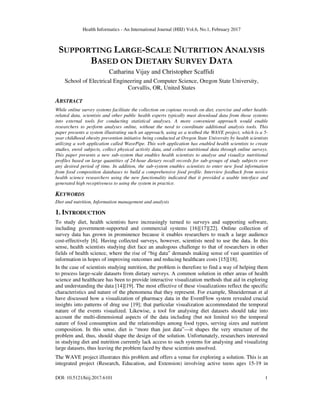 SUPPORTING LARGE-SCALE NUTRITION ANALYSIS BASED ON DIETARY SURVEY DATA ...
