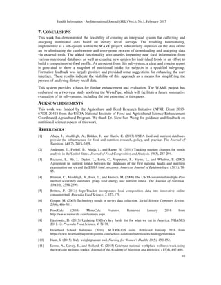 SUPPORTING LARGE-SCALE NUTRITION ANALYSIS BASED ON DIETARY SURVEY DATA ...