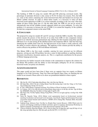 BUILDING A SYLLABLE DATABASE TO SOLVE THE PROBLEM OF KHMER WORD ...