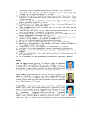 BUILDING A SYLLABLE DATABASE TO SOLVE THE PROBLEM OF KHMER WORD SEGMENTATION | PDF