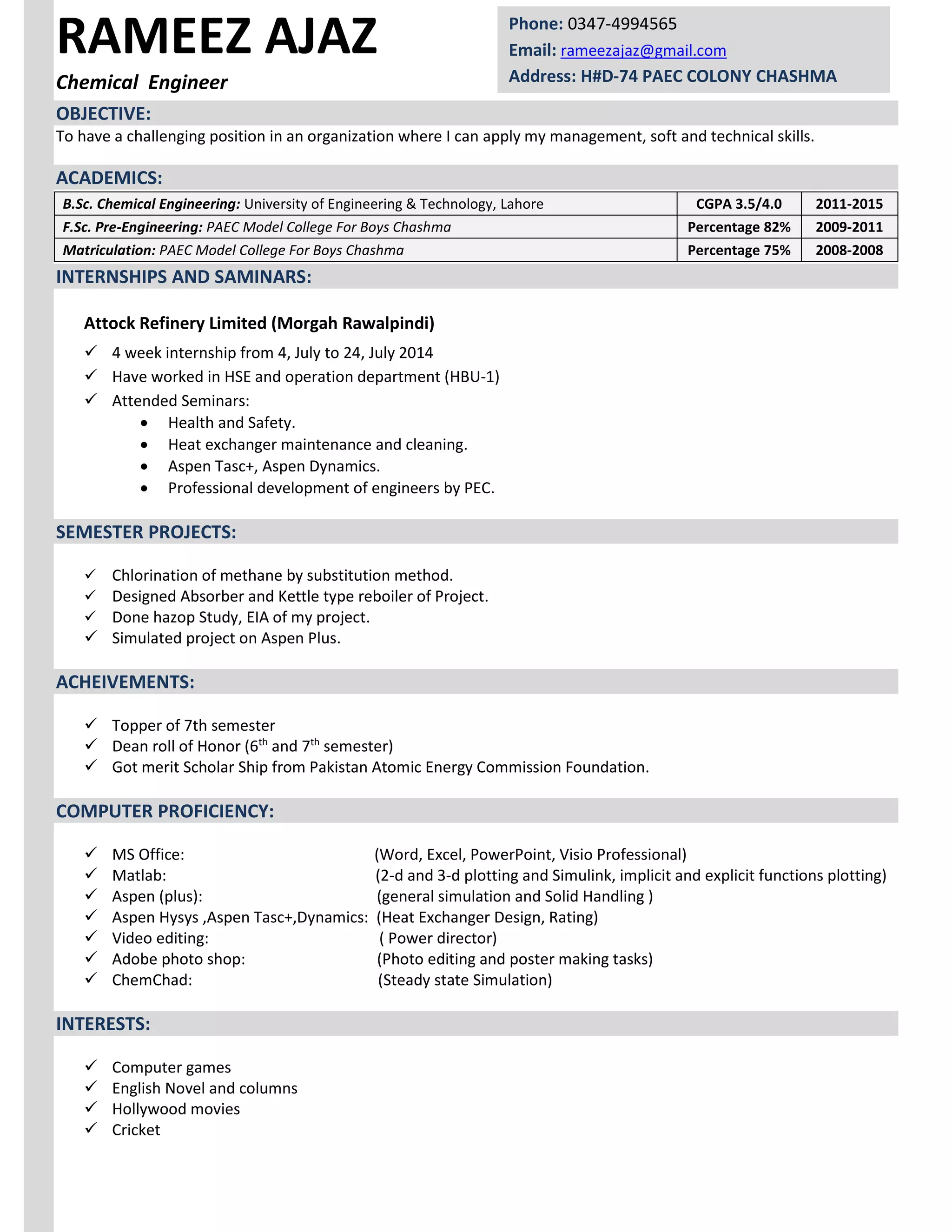 Rameez CV Postr | PDF | Chemistry | Science