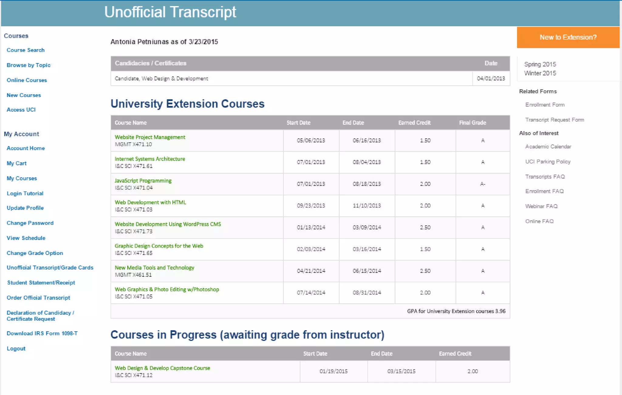 unofficial transcript UCI | PDF