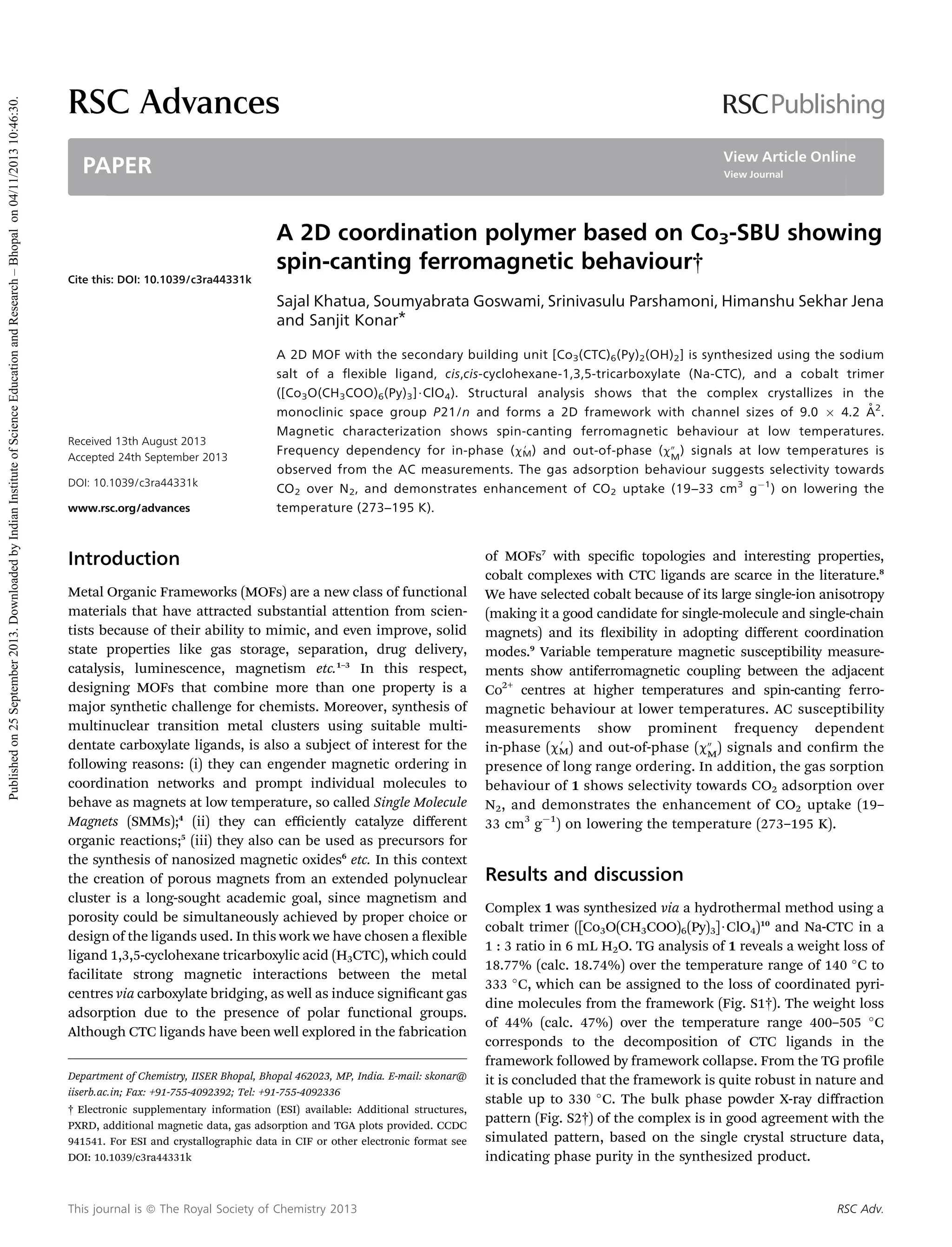 RSC Adv | PDF | Chemistry | Science