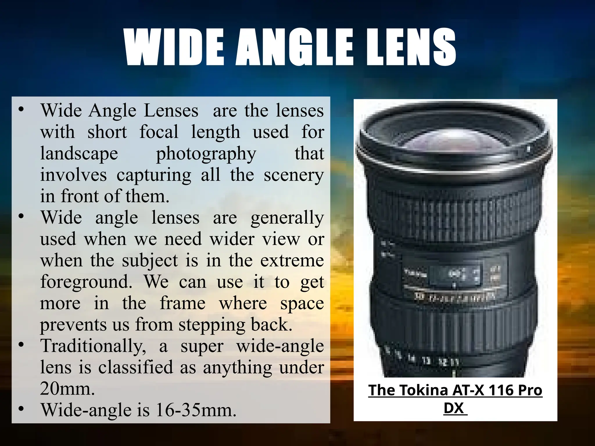 types of lenses, prime, zoom and speciality | PPTX