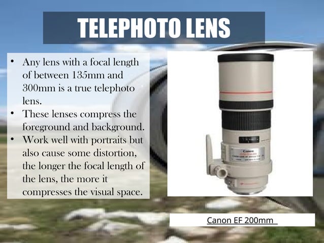 types of lenses, prime, zoom and speciality | PPT