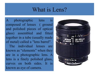 types of lenses, prime, zoom and speciality | PPT