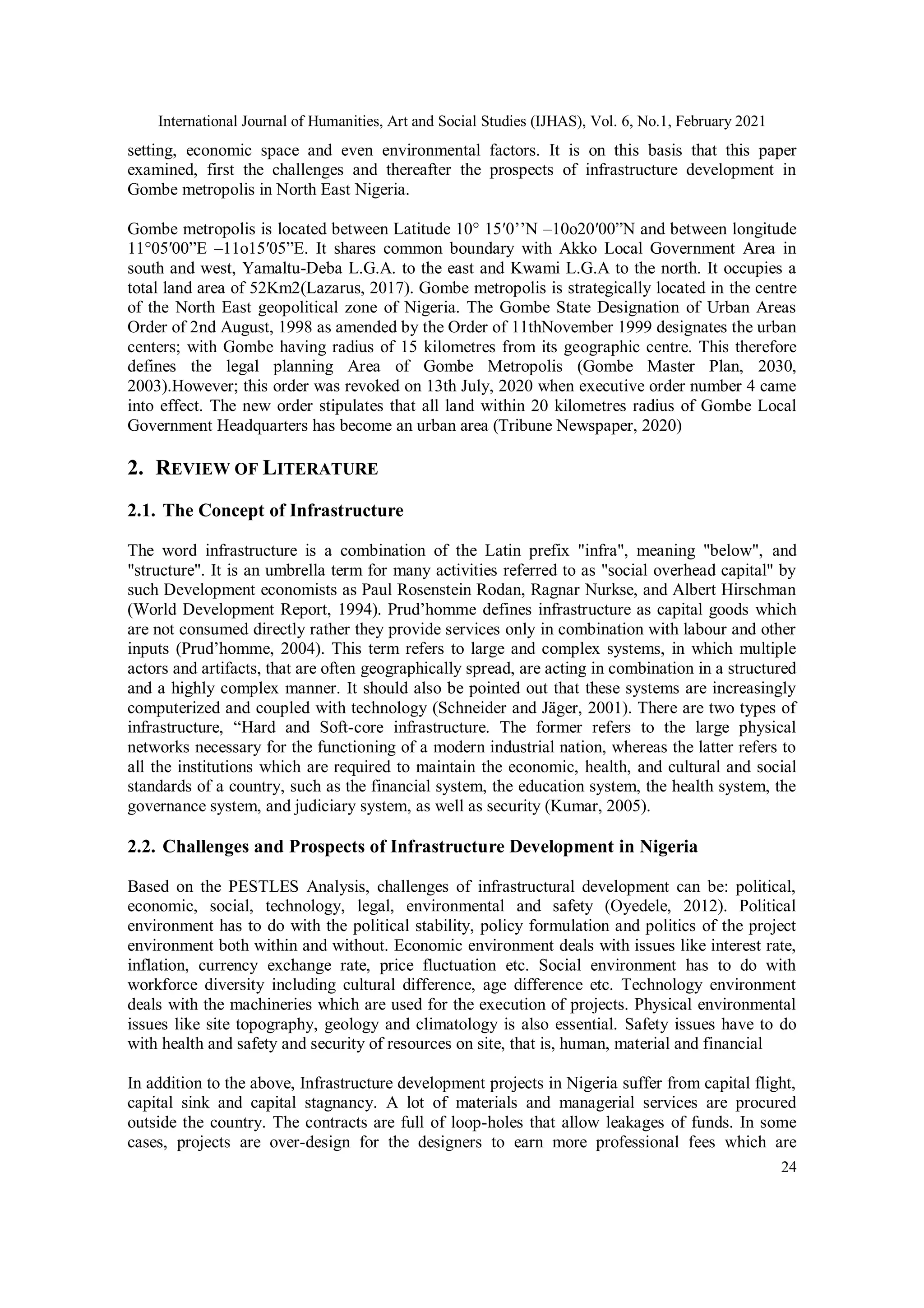 CHALLENGES AND PROSPECTS OF INFRASTRUCTURE DEVELOPMENT IN GOMBE ...