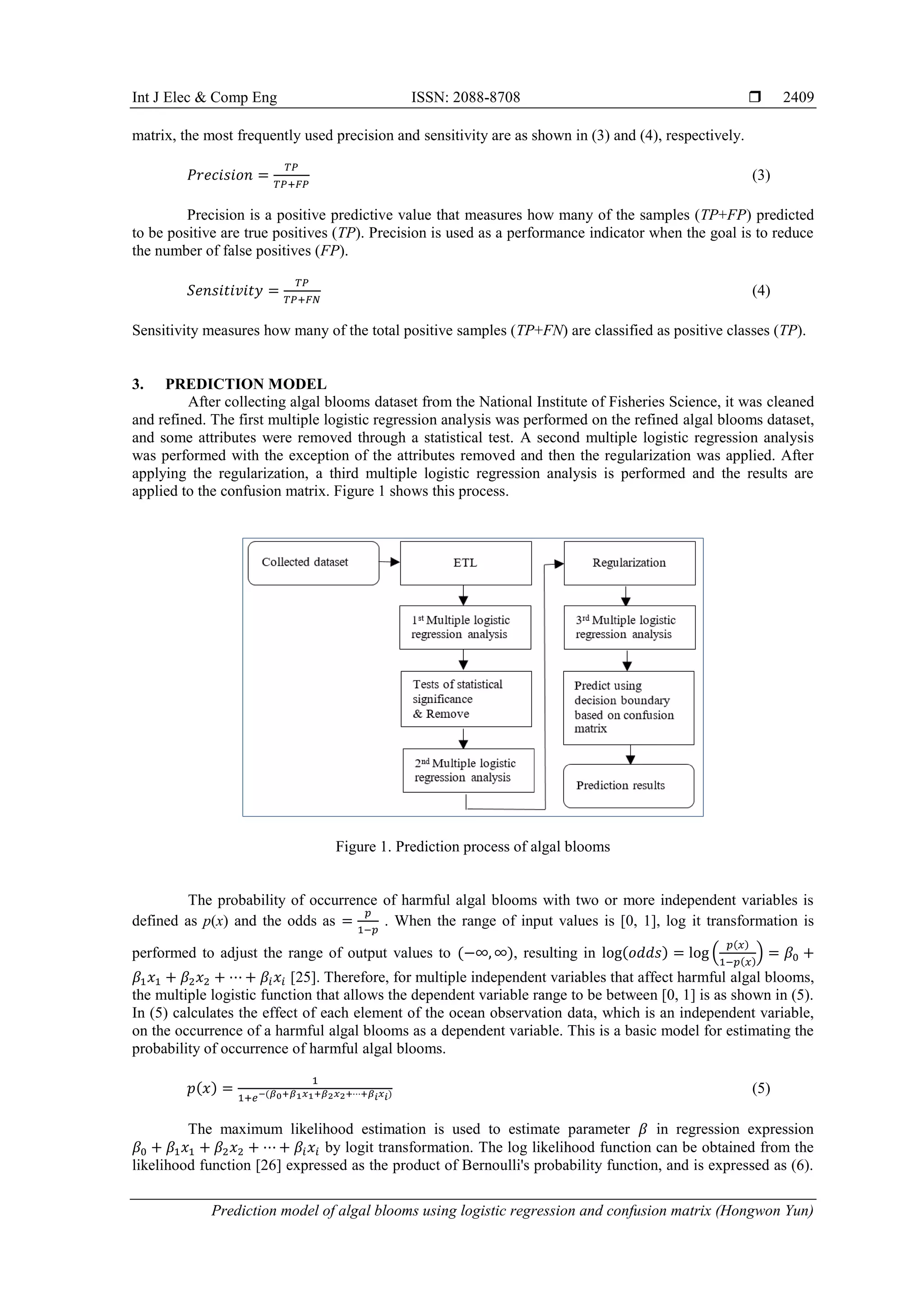 Prediction model of algal blooms using logistic regression and ...