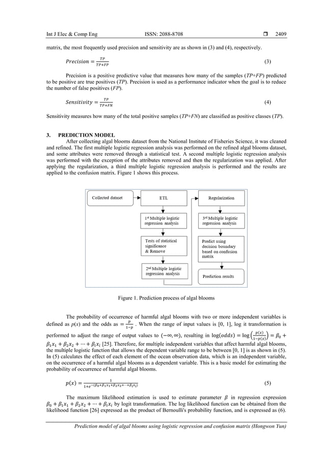 Prediction model of algal blooms using logistic regression and ...