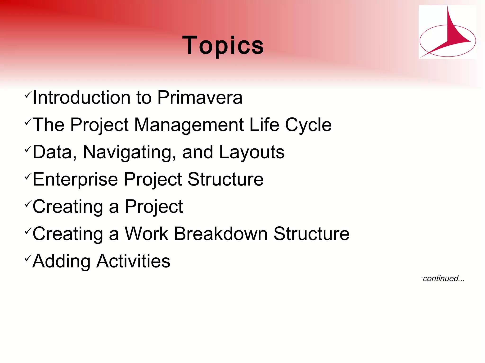 Primavera Training P6 | PPT