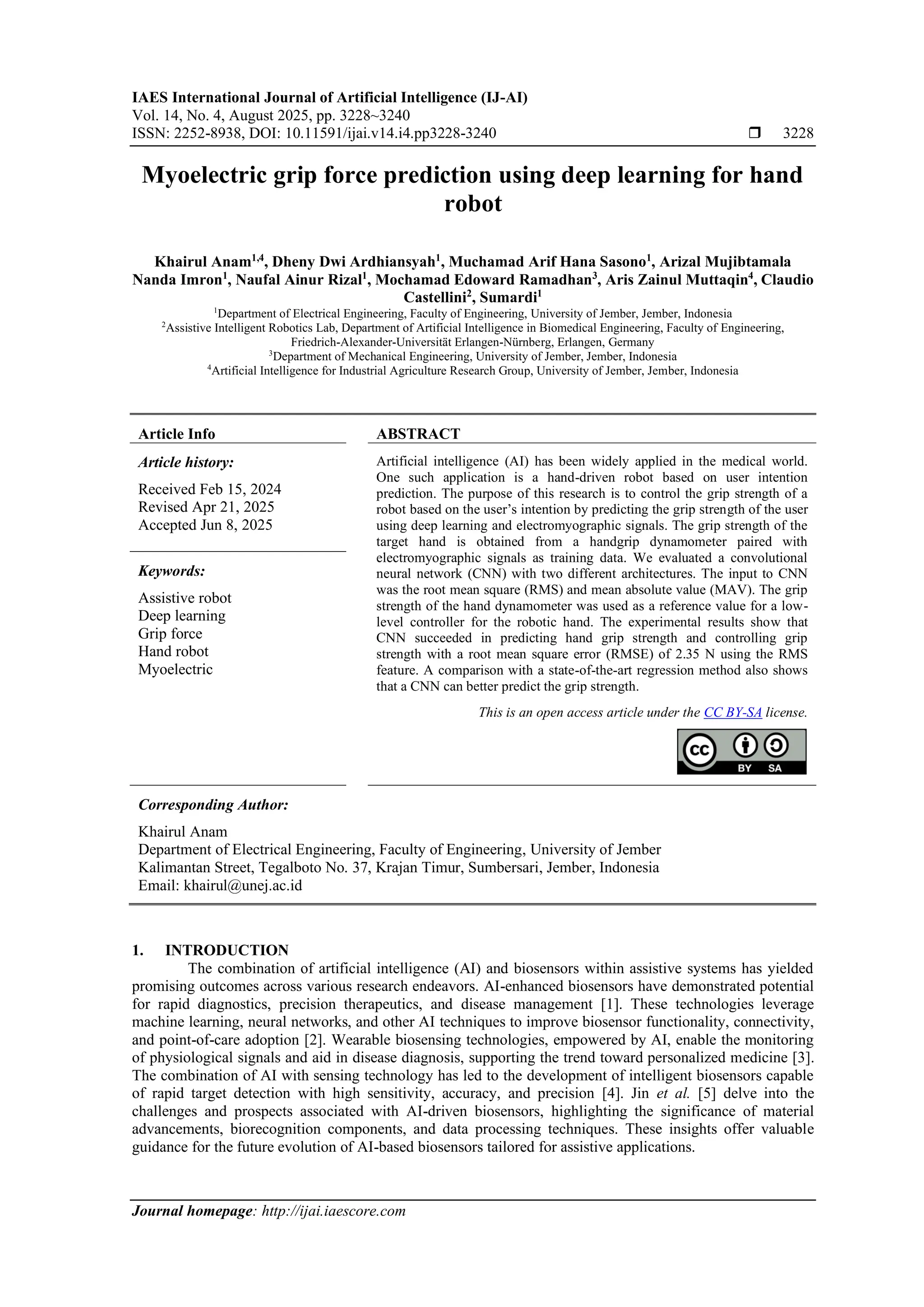 Myoelectric grip force prediction using deep learning for hand robot | PDF