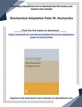 Biochemical Adaptation Pater W. Hochachka | PDF