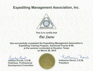 Advanced Cert_Snow Pat | PPT