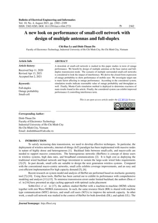A new look on performance of small-cell network with design of multiple antennas and full-duplex ...