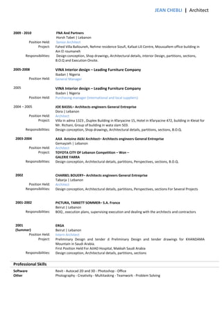 Jean Chebli Resume | PDF | Civil Engineering Industry | Industries