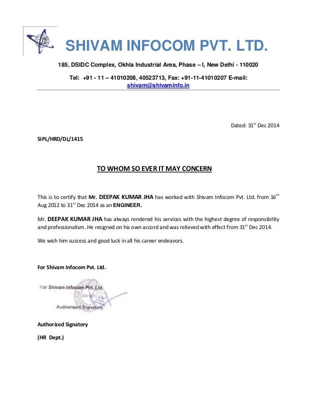 original releiving letter DEEPAK KUMAR JHA original releiving letter DEEPAK KUMAR JHA