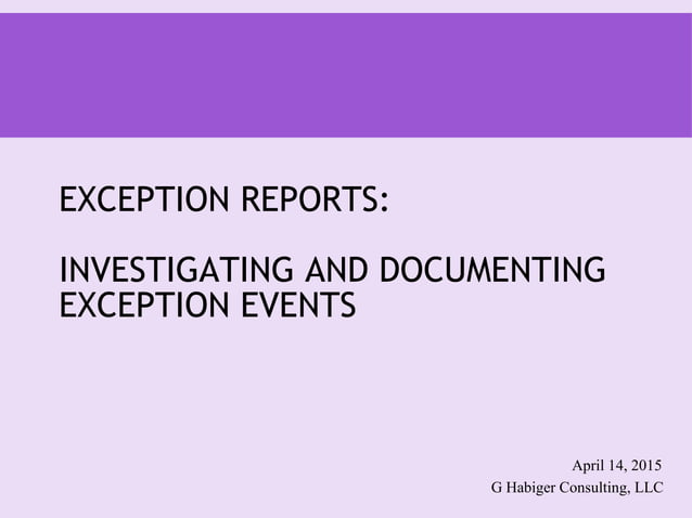 Exception Event Training | PPT | Business Accounting & Finance | Business