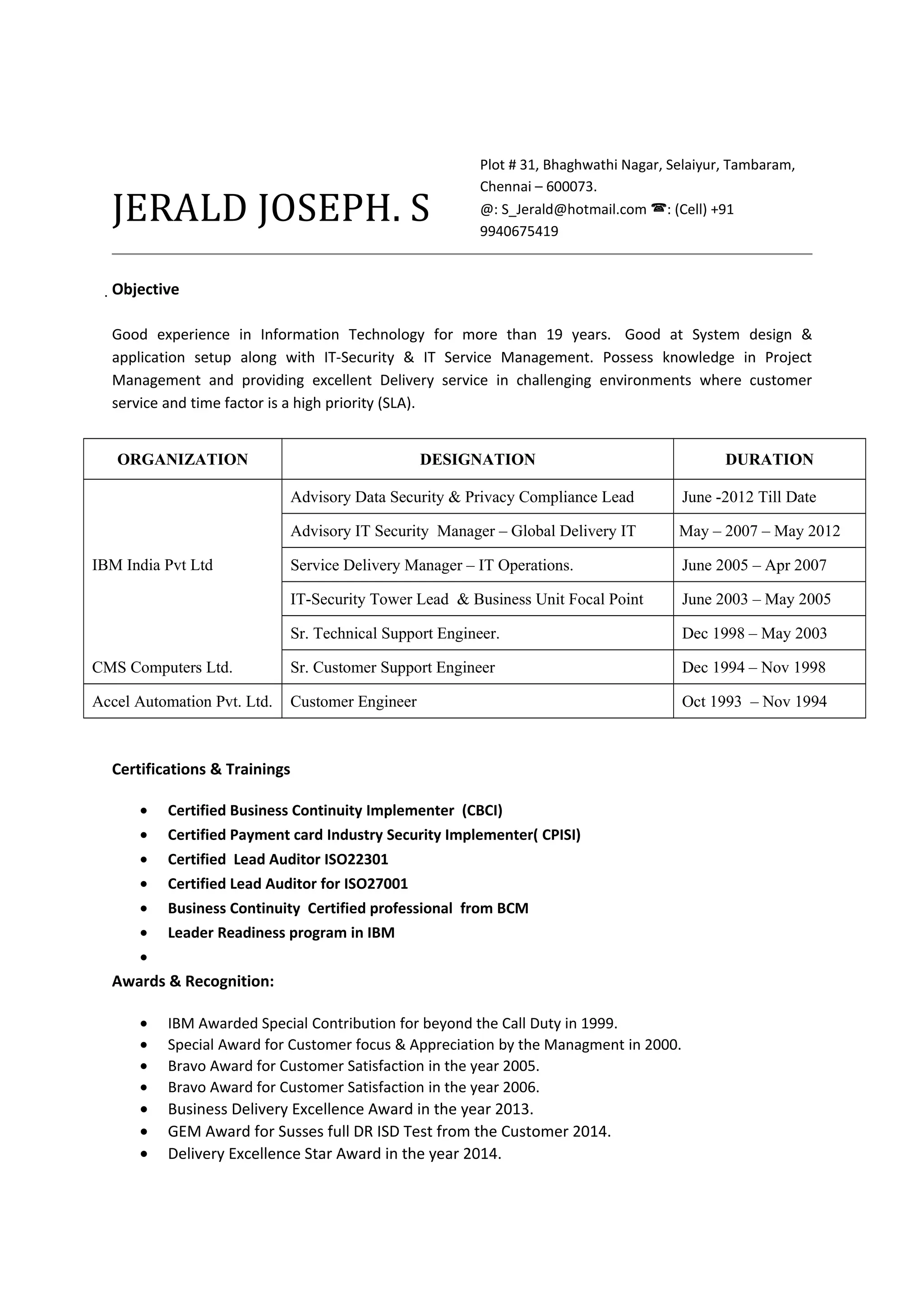 Jerald J Resume | PDF