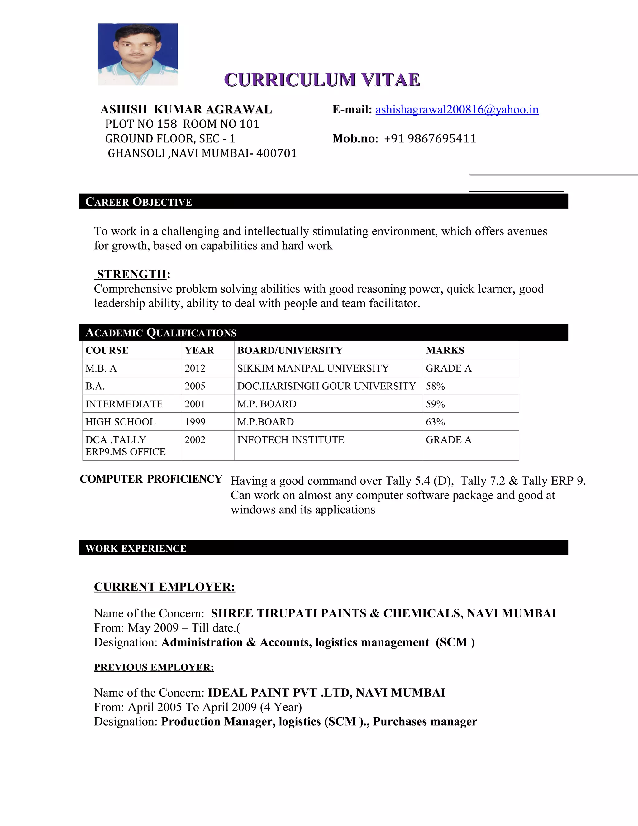 ASHISH AGRAWAL RESUME | DOC