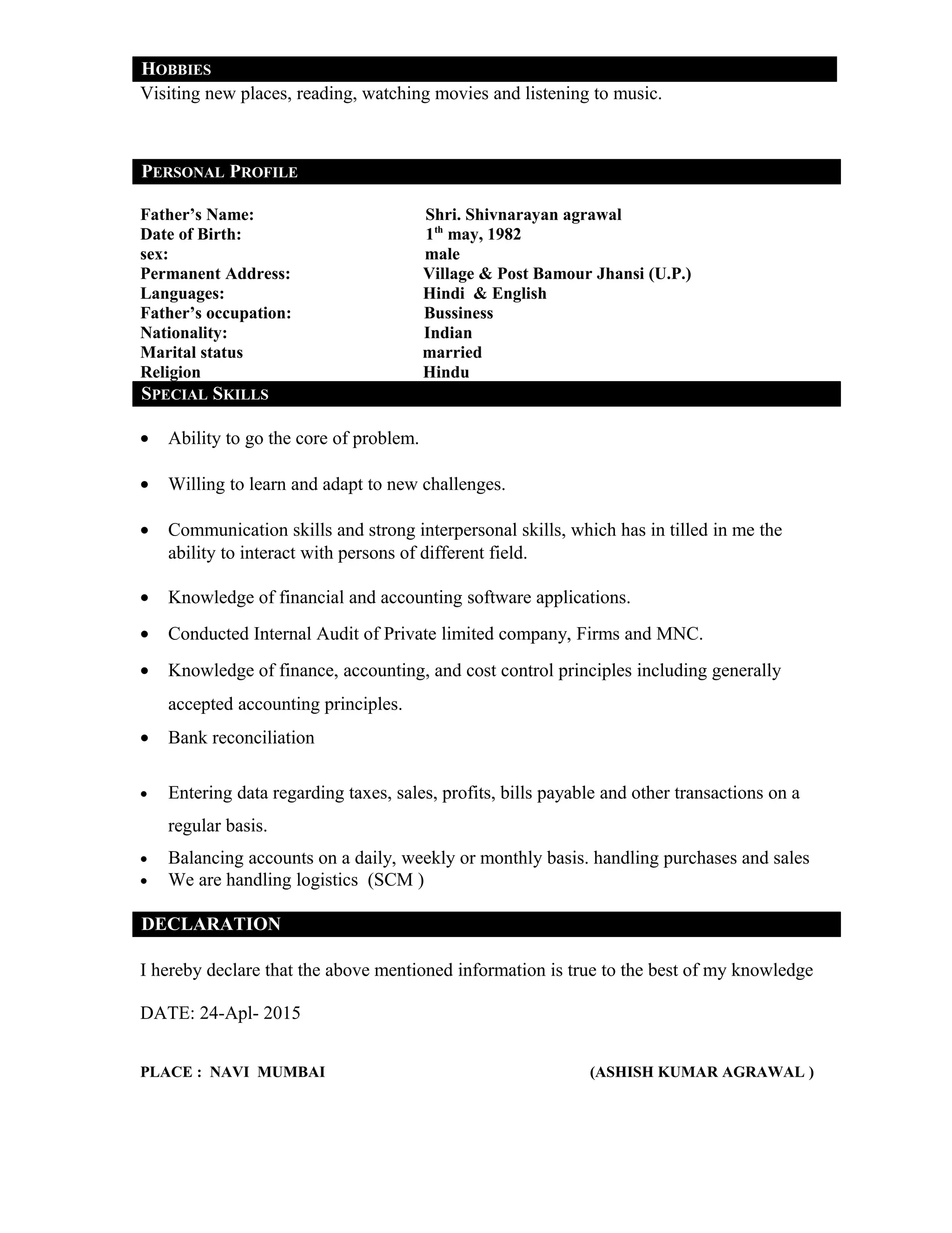 ASHISH AGRAWAL RESUME | DOC